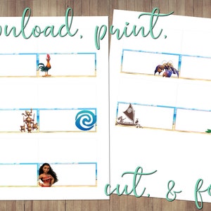 Moana Birthday Party Food Labels Table Tents Digital File Instant ...