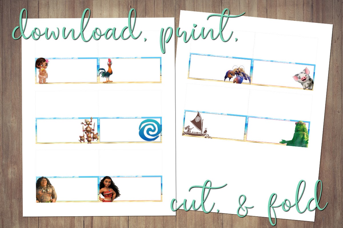 Moana Birthday Party Food Labels Table Tents Digital File - Etsy Australia