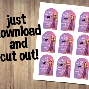 Tangled Rapunzel Birthday Party Goodie Favor Bag Tags Instant - Etsy