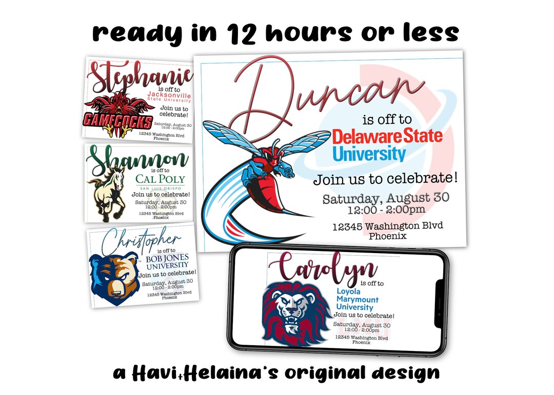 Custom College University Logo Mascot Going Away Party Digital ...