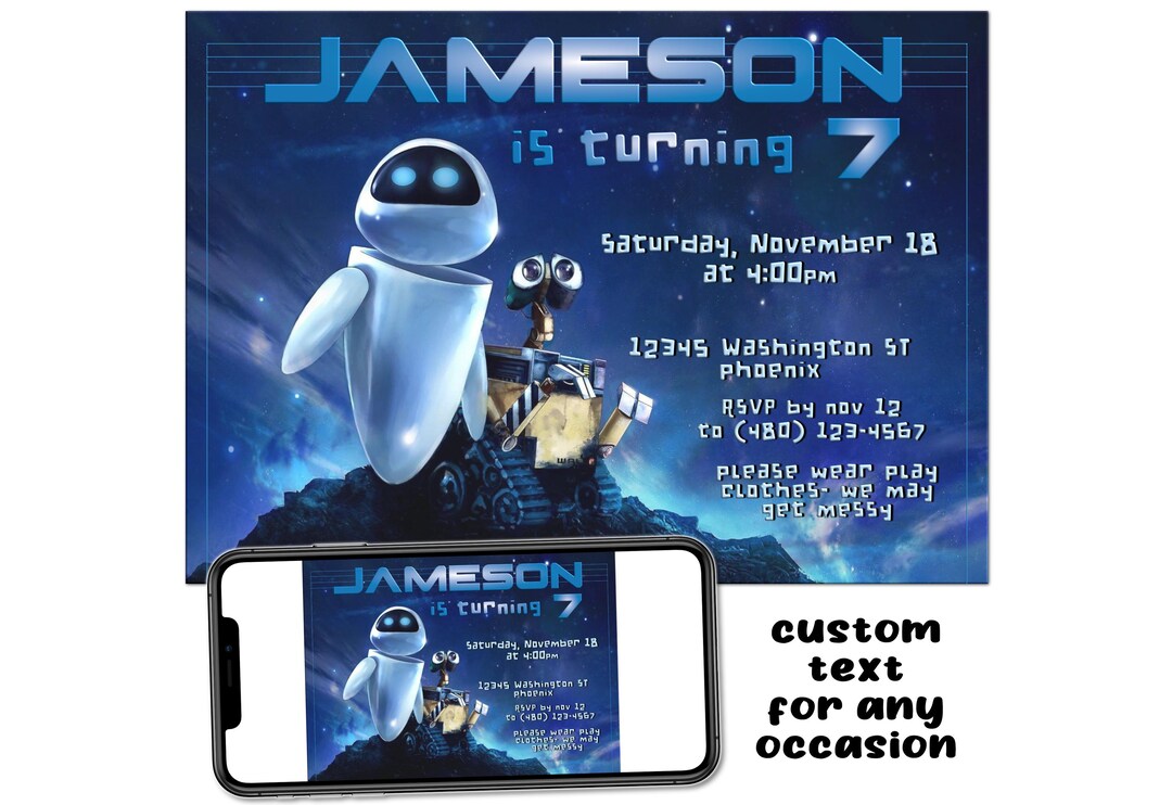 Wall-e Birthday Party Invitation: Custom Printable (digital Download ...