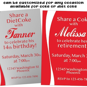 Coke Birthday Party Invitation: Custom Soda Theme (digital Download) - Etsy