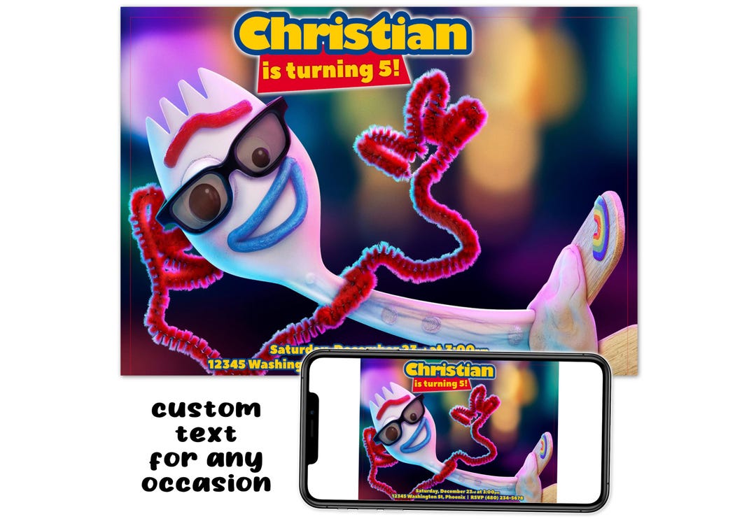 Toy Story Forky Birthday Party Invitation: Custom Printable (digital ...