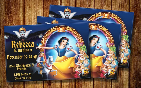 Invitations Paper Snow White and the Seven Dwarfs Themed Birthday Party ...