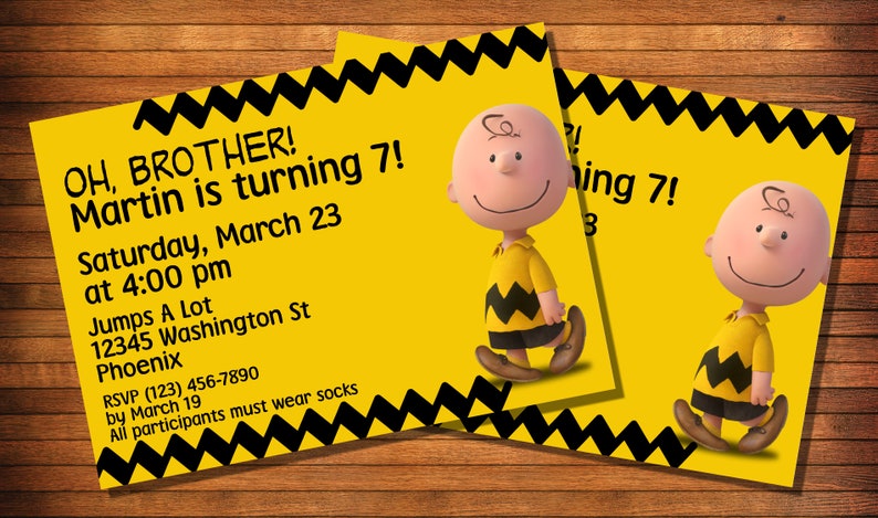 Peanuts Charlie Brown Custom Birthday Party Invitation Digital | Etsy