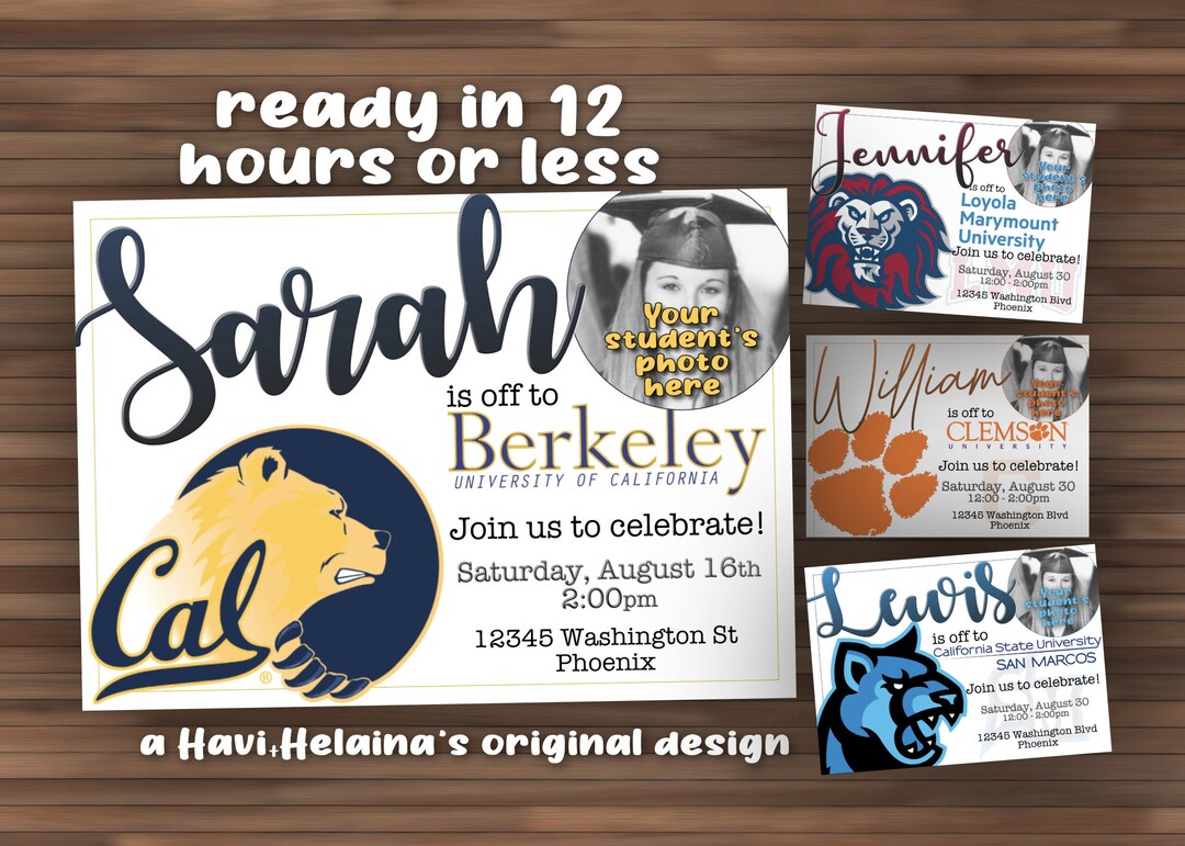 Custom College University Logo Mascot Going Away Party Digital ...