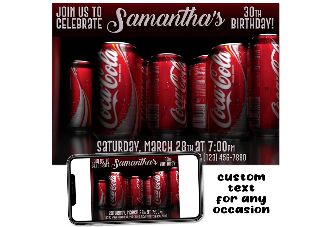 Coke Can Birthday Invitation: Custom Party Printable (digital Download ...
