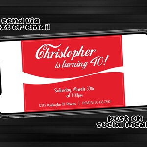 Coke Soda Themed Custom Birthday Printable Party Invitation Digital ...