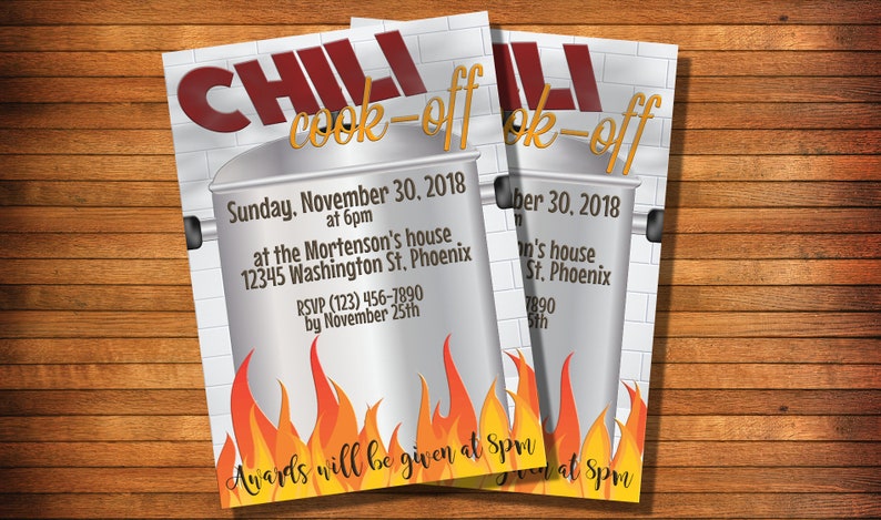 Chili Cook-off Competition Potluck Custom Party Invitation - Etsy