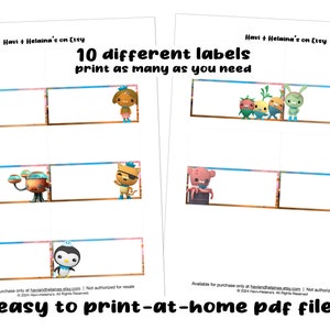 Octonauts Birthday Party Food Label Table Tents Digital File Instant ...