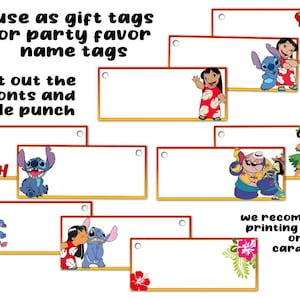 Lilo and Stitch Birthday Party Food Labels: Name Tags (printable PDF ...