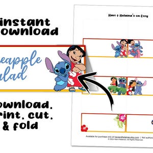 Lilo and Stitch Birthday Party Food Labels: Name Tags (printable PDF ...