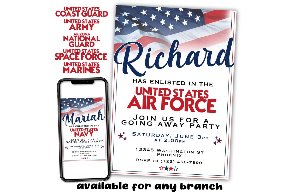 Custom Military Enlistment Going Away Digital Printable Invitation ...