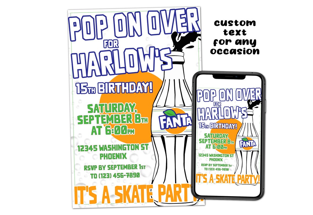Orange Fanta Party Invitation: Custom Printable Birthday Invite ...