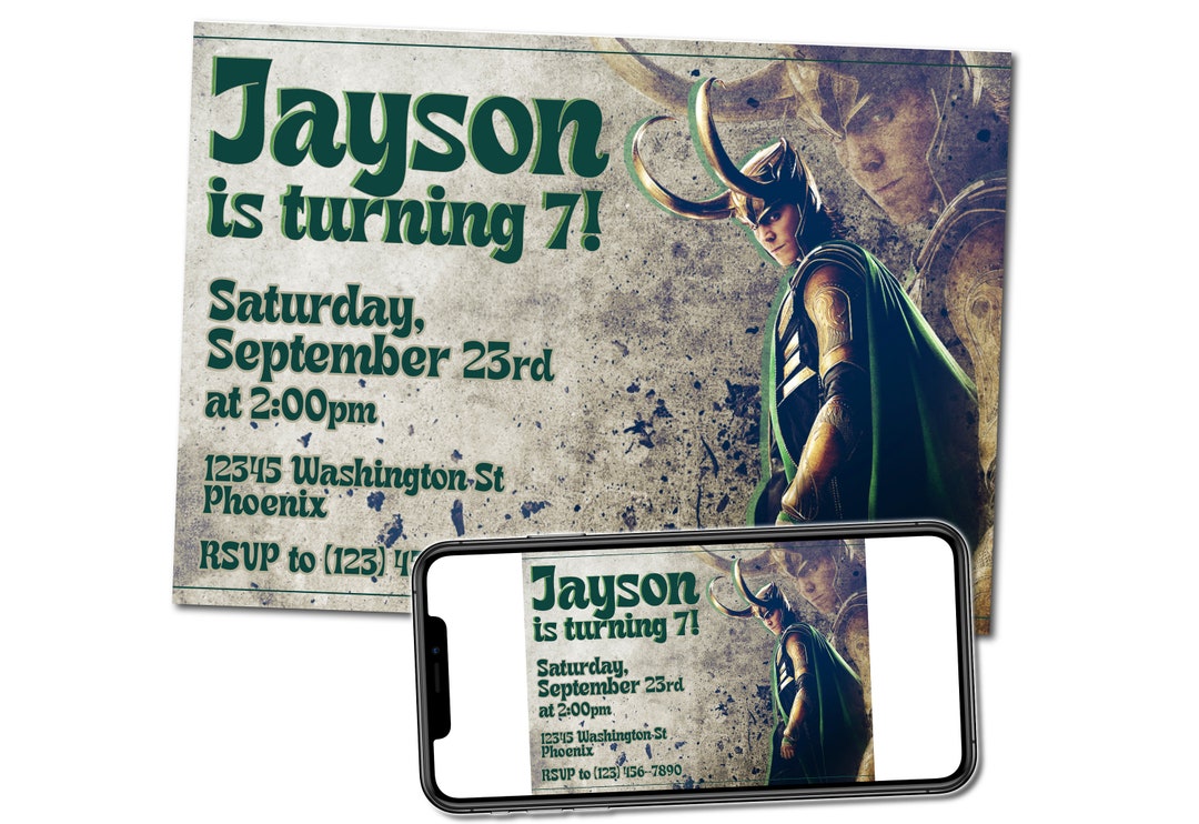 Loki Avengers Custom Birthday Party Printable Invitation Digital ...