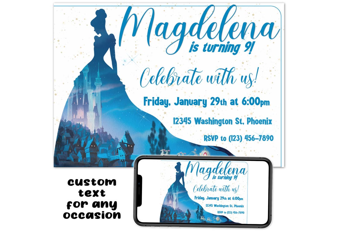 Cinderella Custom Birthday Party Invitation Printable Digital Download ...