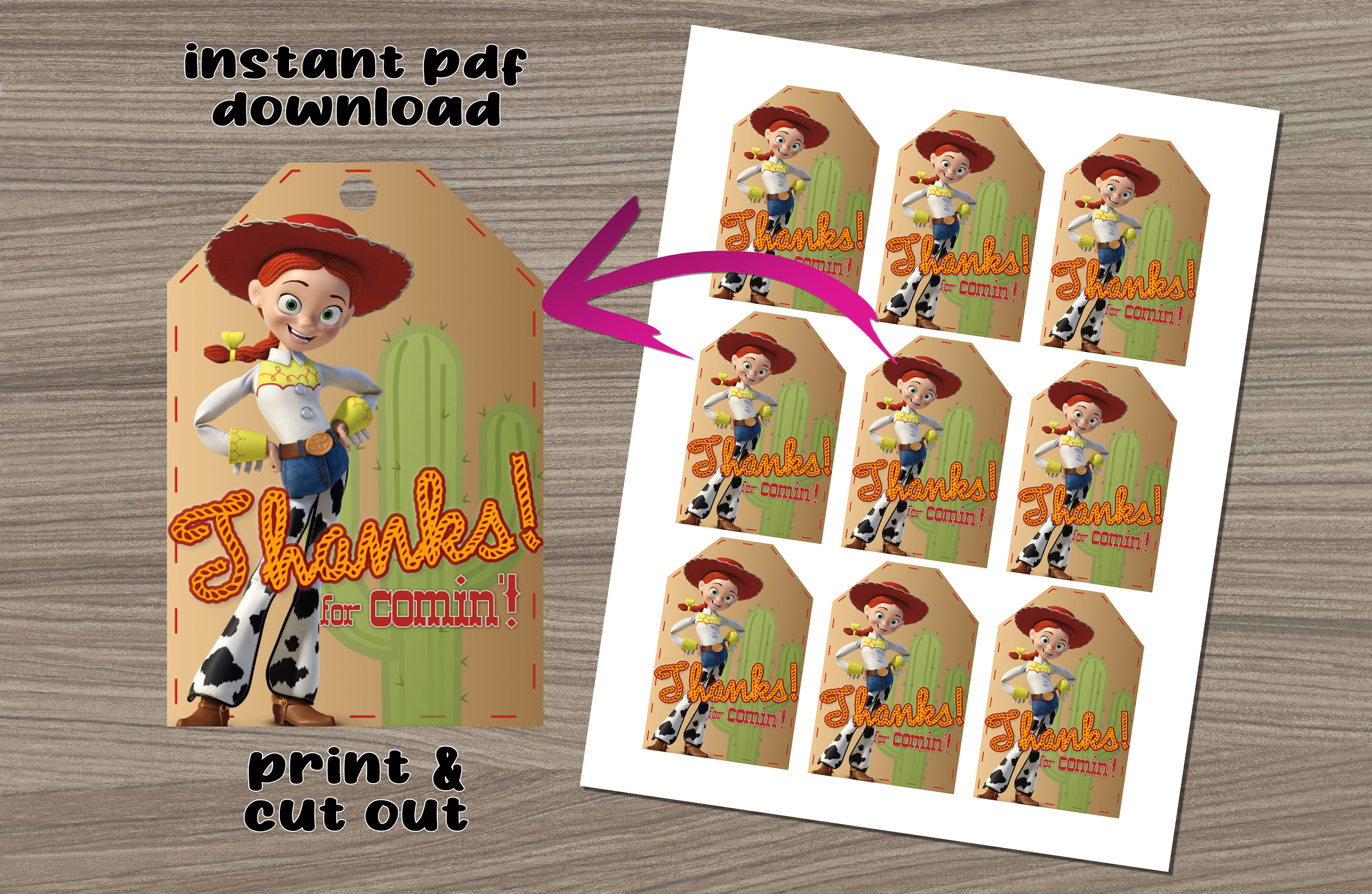 Toy Story Jessie Birthday Party Goodie Favor Bag Tags Instant - Etsy