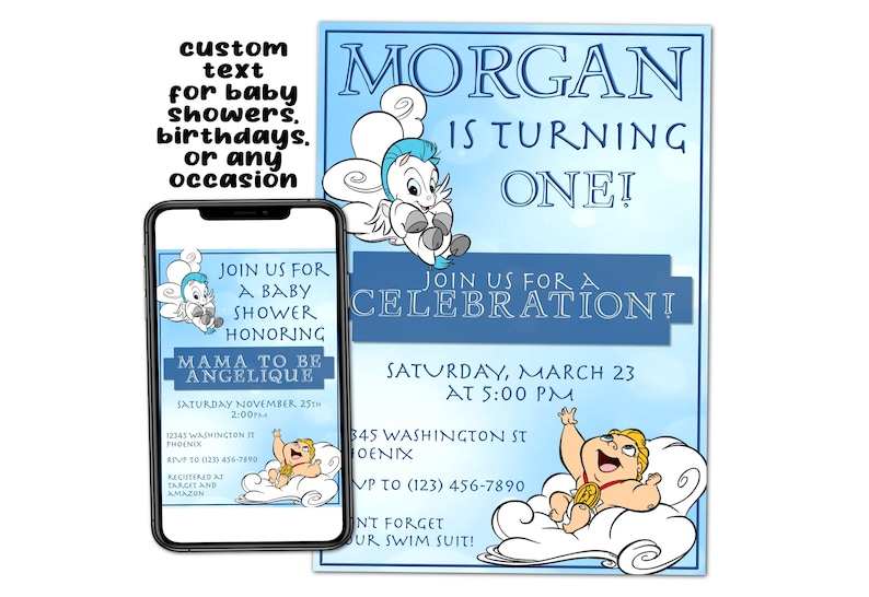 Invitación de cumpleaños de Bebé Hércules: Fiesta personalizada de ...