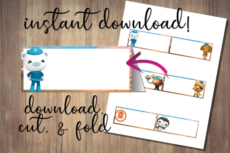 Octonauts Birthday Party Food Label Table Tents Digital File - Etsy