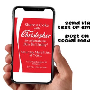 Coke Birthday Party Invitation: Custom Soda Theme (digital Download) - Etsy