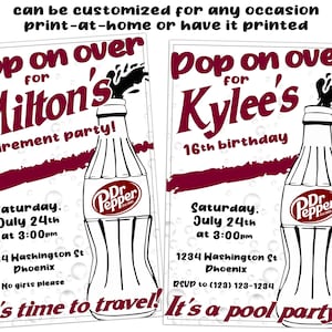 Dr Pepper Party Invitation: Custom Soda Pop Printable (digital Download ...