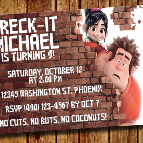 Wreck It Ralph Birthday Invitation Digital Wreck It Ralph - Etsy
