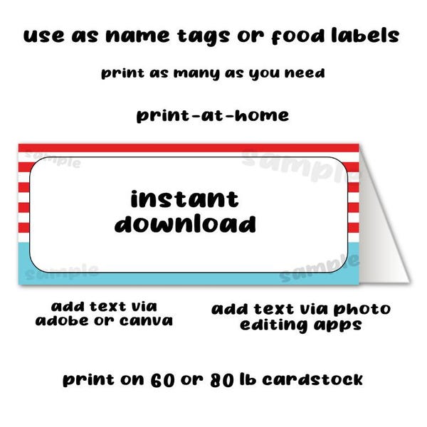 Dr Seuss Food Labels - Etsy