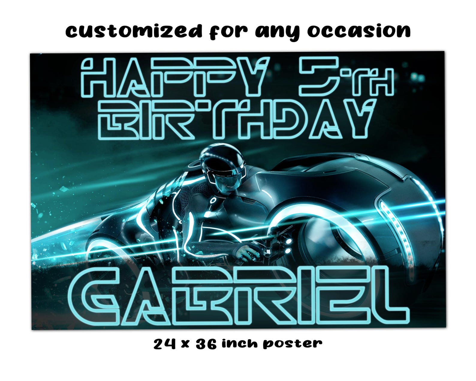 Tron Legacy Light Cycle Birthday Party Poster: Custom Instant Digital ...