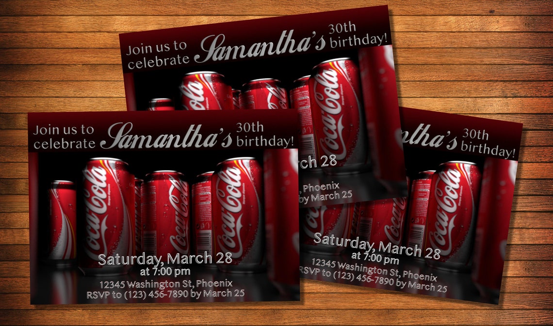Coke Soda Themed Custom Birthday Party Invitation Digital File | Etsy