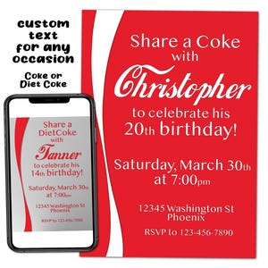 Coke Birthday Party Invitation: Custom Soda Theme (digital Download) - Etsy