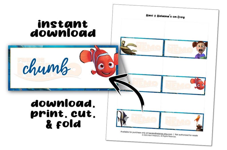 Nemo Party Food Labels: Printable Table Tents (PDF Instant Digital ...