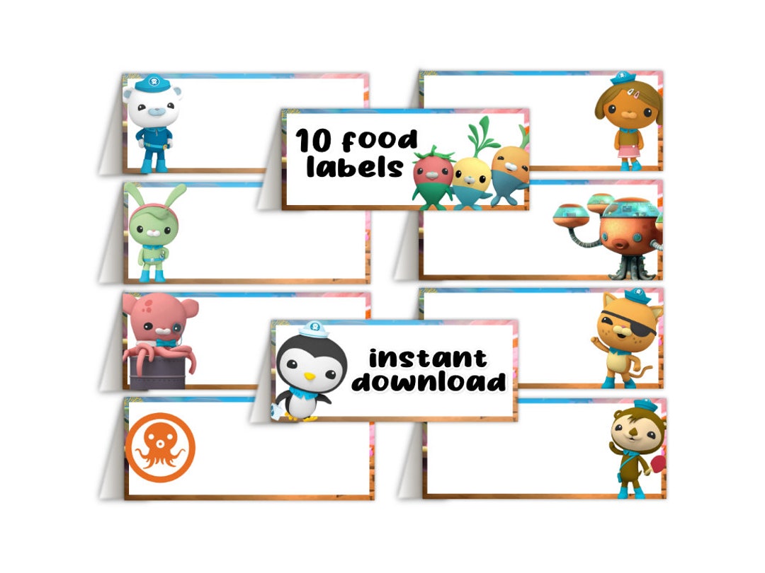 Octonauts Birthday Party Food Label Table Tents Digital File Instant ...