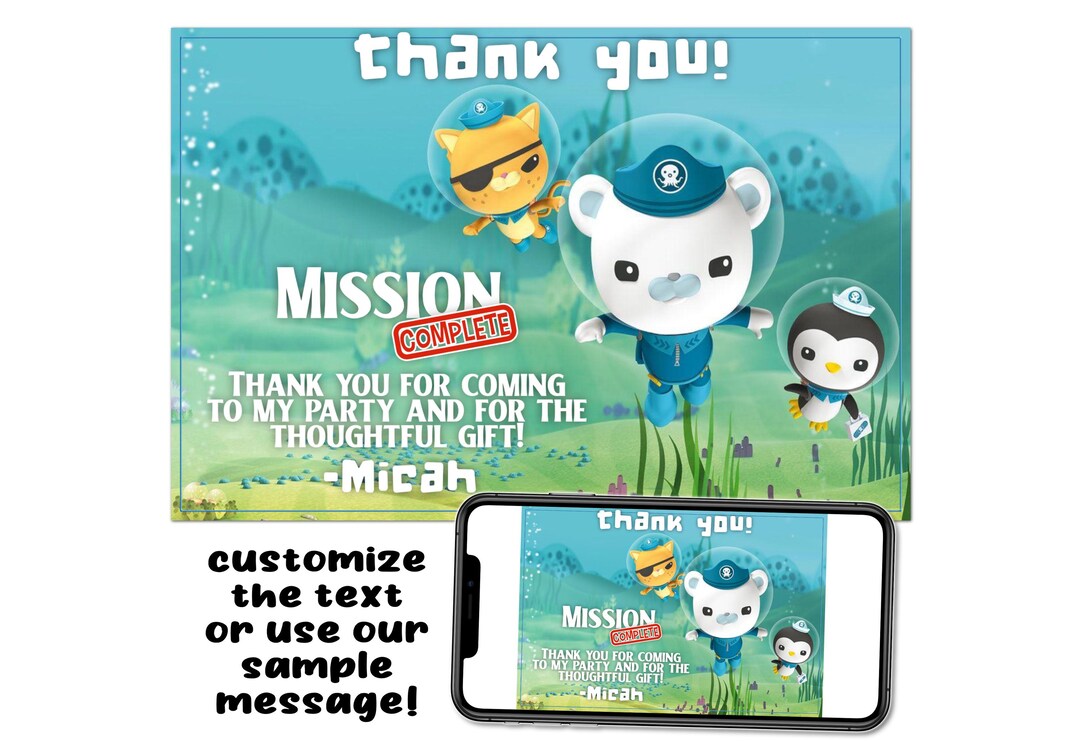 Octonauts Birthday Thank You Card: Custom Printable (digital Download ...