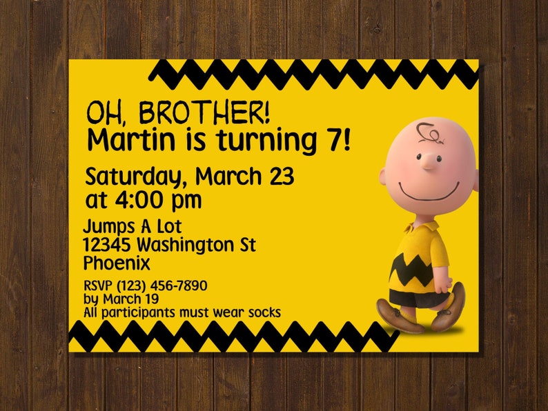 Peanuts Charlie Brown Custom Birthday Party Invitation Digital - Etsy