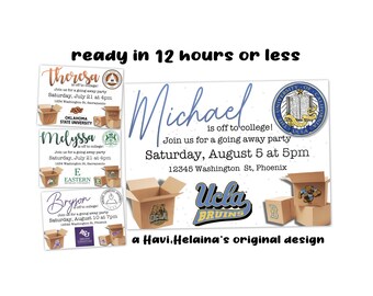 Custom College University Logo Mascot Going Away Party Digital ...