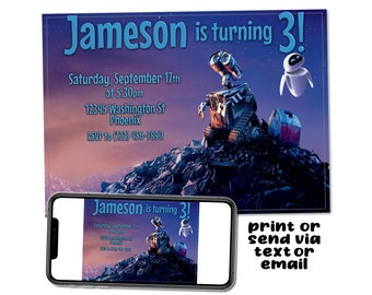 Wall E Invitation Wall E Birthday Party Invitation Wall E Party Wall E ...