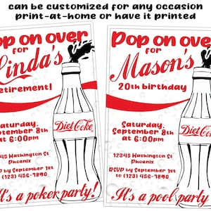 Diet Coke-themed Custom Party Printable Invitation Digital Download ...