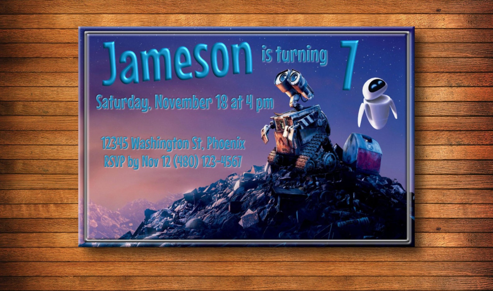 Wall-e Custom Birthday Party Invitation High Quality Digital | Etsy
