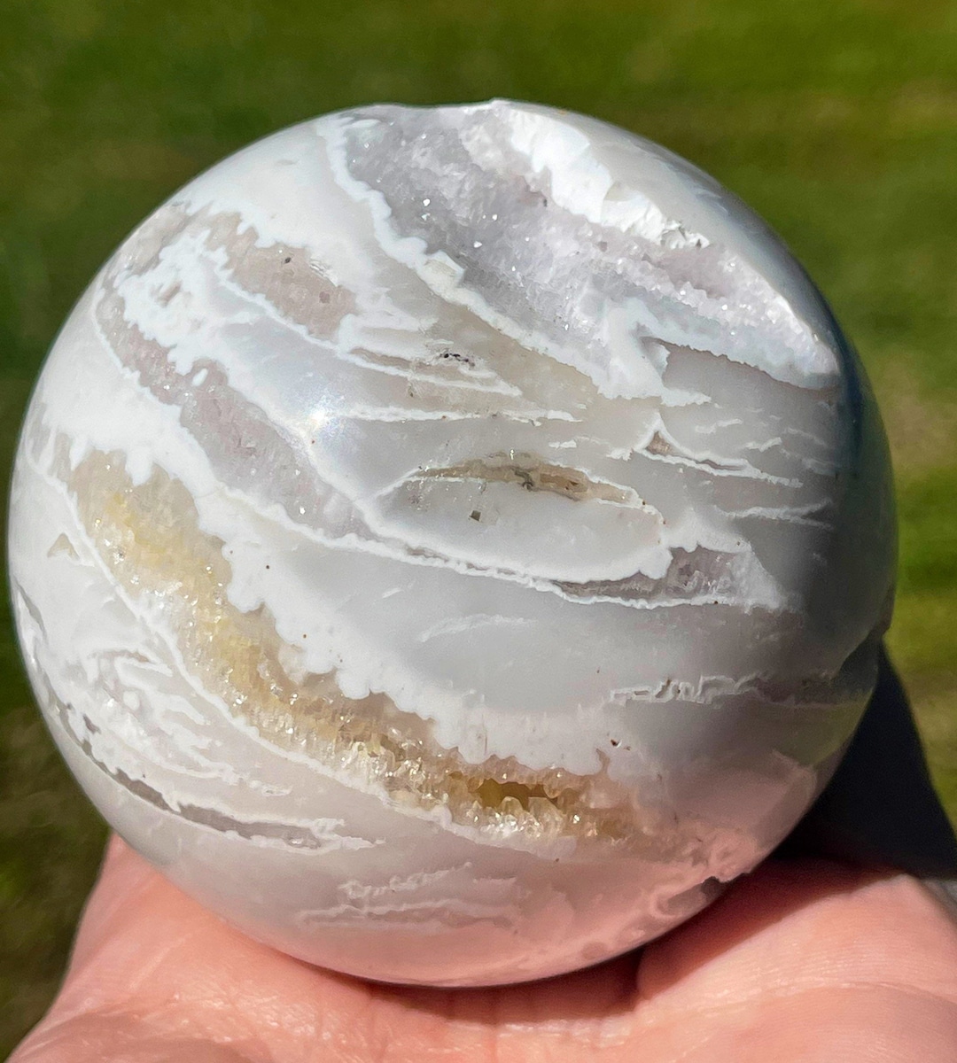 Snow White Agate XL Sphere Druzy Sphere AAA Grade Geode Sphere Home ...