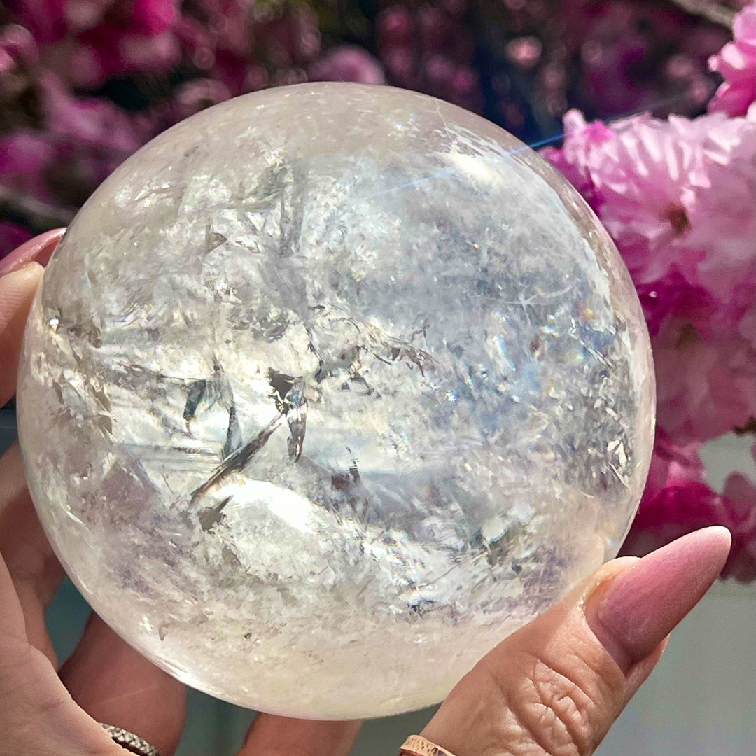 Clear Quartz Sphere With Rainbow Flash XXL Quartz Spheres AAA Grade ...