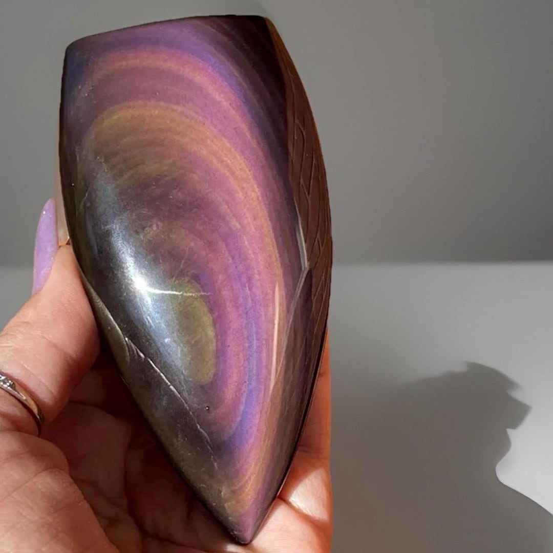 Vibrant Rainbow Black Obsidian Large Flame - Unique Crystal Drop - No ...