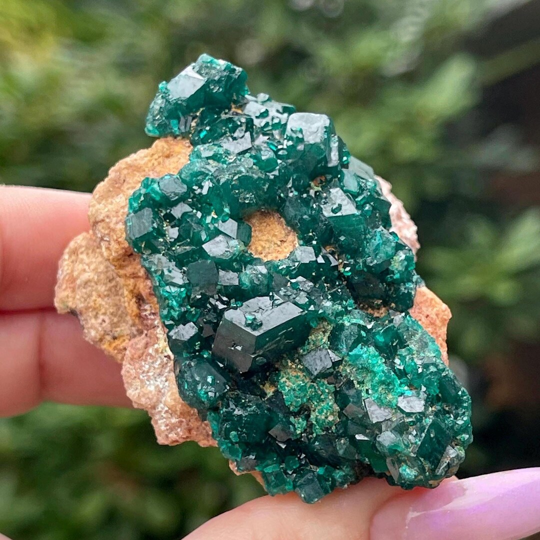 Dioptase Cluster Specimen, Natural Deep Emerald Green Raw Crystal ...