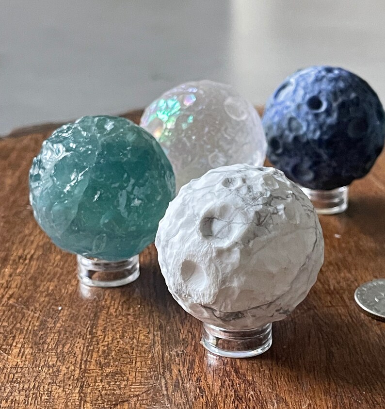 Crystal Moon Sphere Carved Moon Crystal Howlite Moon - Etsy