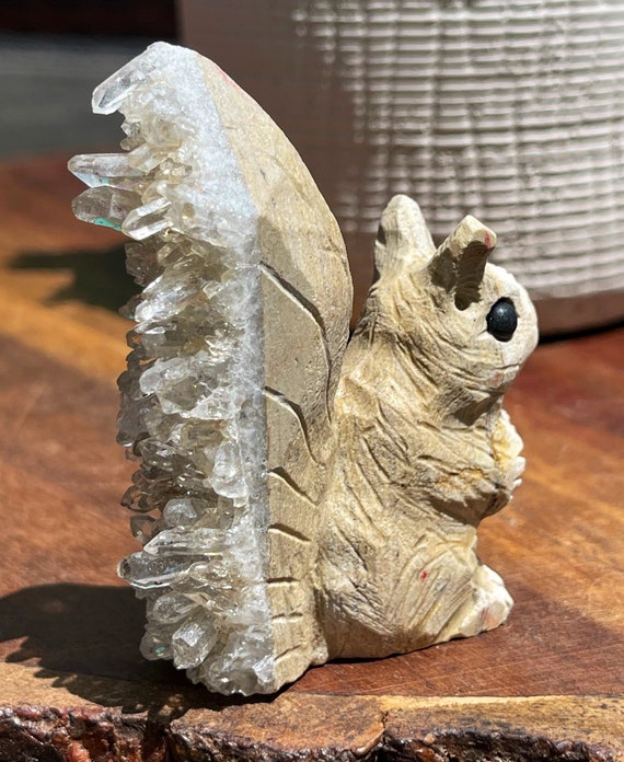 Quartz Cluster Squirrel Crystal Quartz Animal Carvings - Etsy