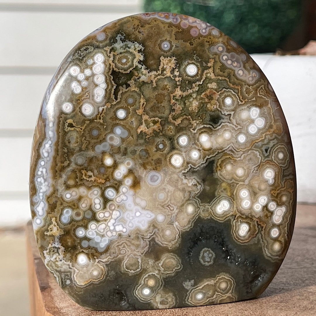 8th Vein Ocean Jasper Big Freeform With Purple Pink Orbs, Druzy Ocean ...