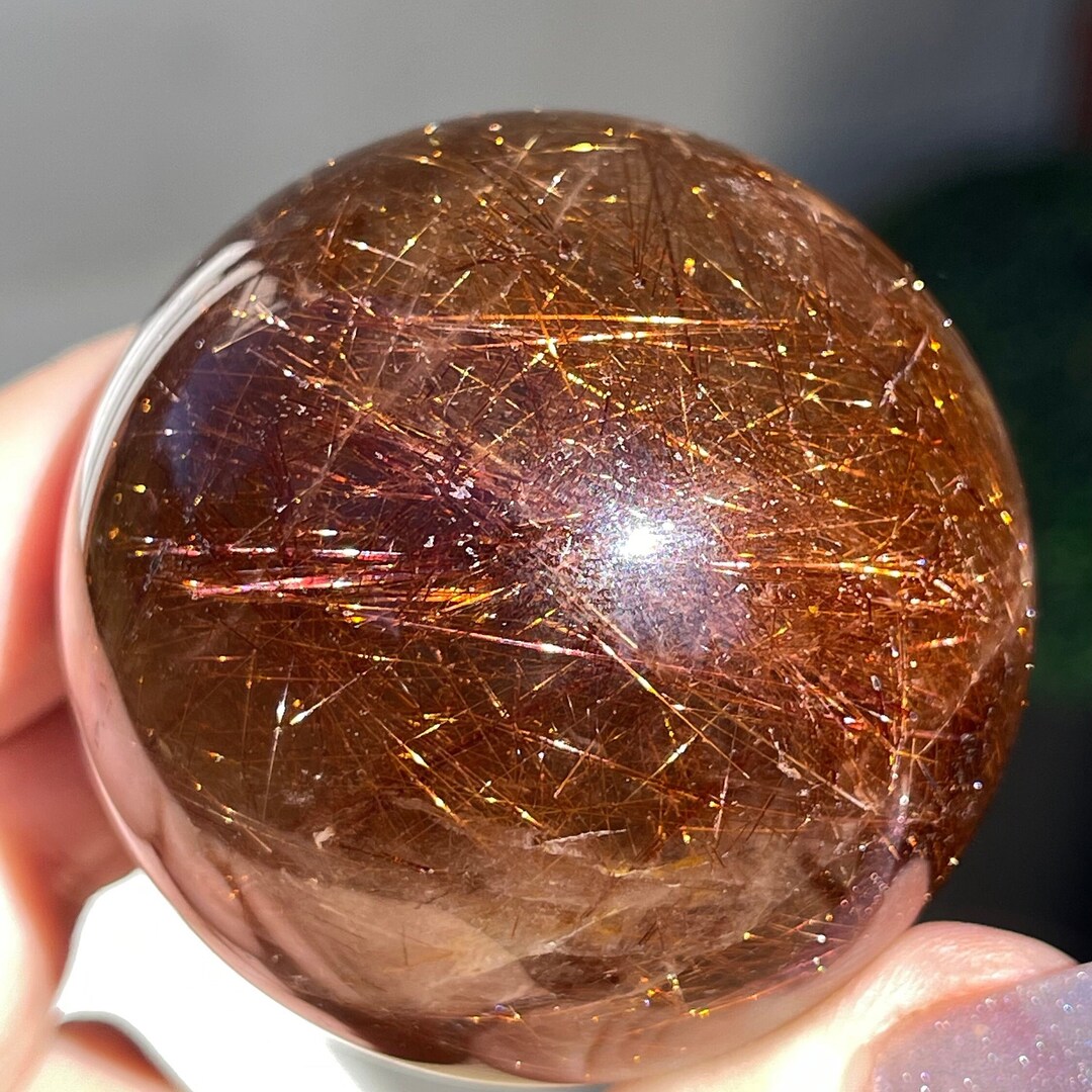 Copper Rutile Sphere With Sparkling Rutile Needles of Red and Gold, AAA ...