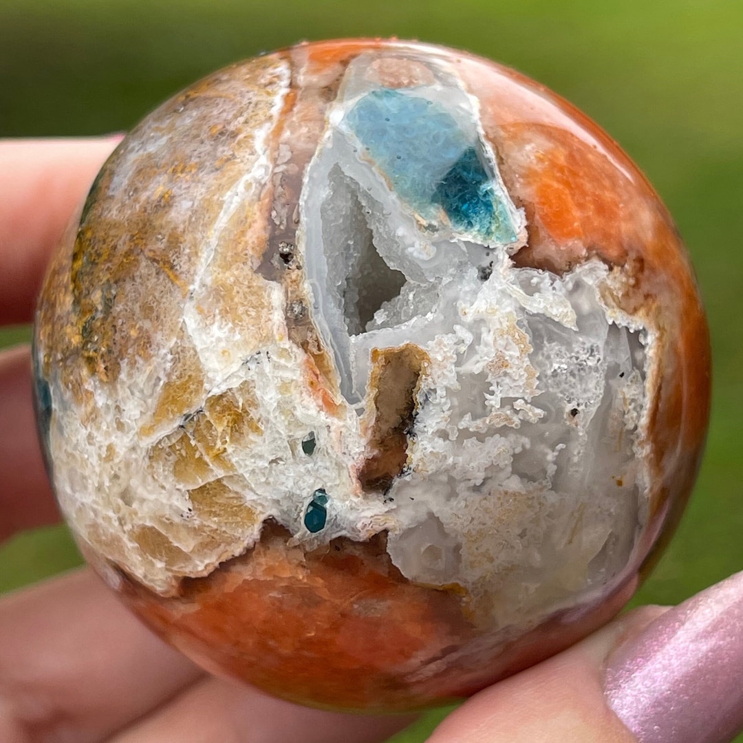 Sunstone Blue Apatite Druzy Sphere With Gold Flash - Etsy