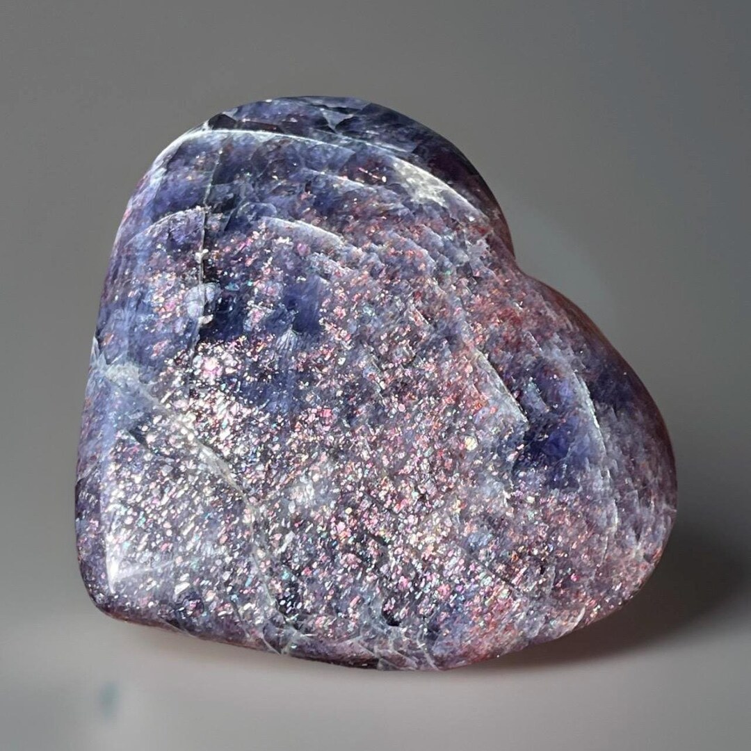 Iolite Sunstone Large Heart Flashy Confetti, Collectors Iolite, Rare ...