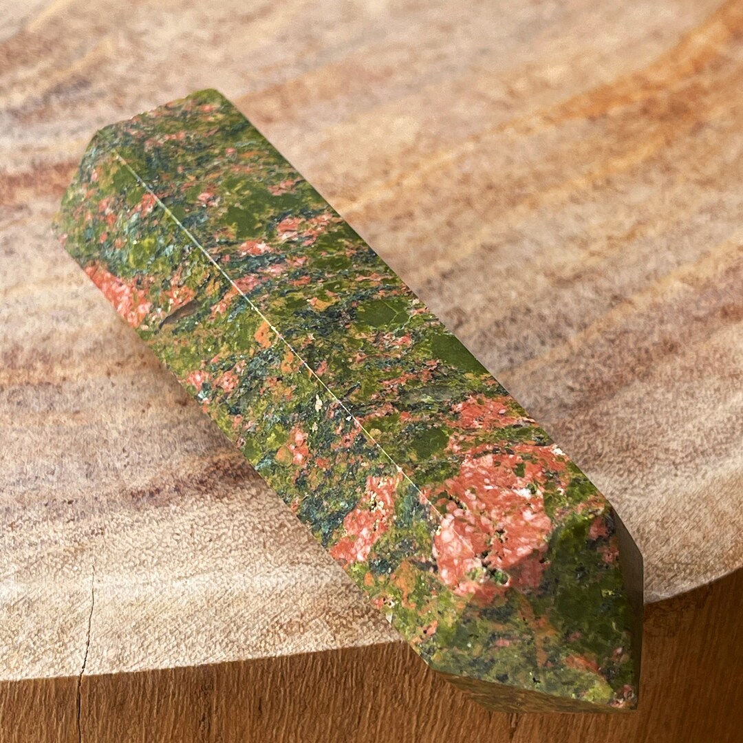 Unakite Tower , Unakite Jasper Point , Green, Pink Crystal Point, Third ...