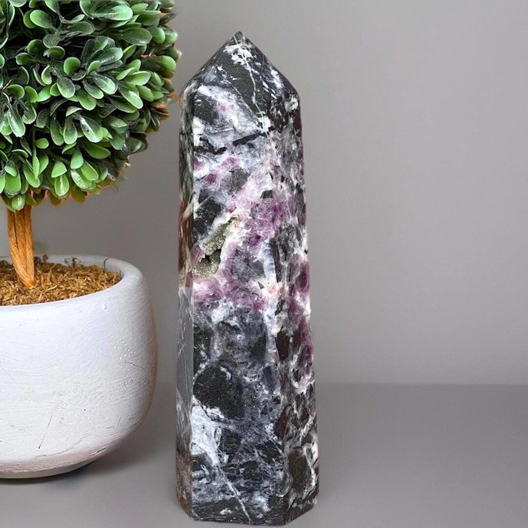 Fluorite Root Tower, Black & Purple Fluorite Root Tower With Sparkling ...